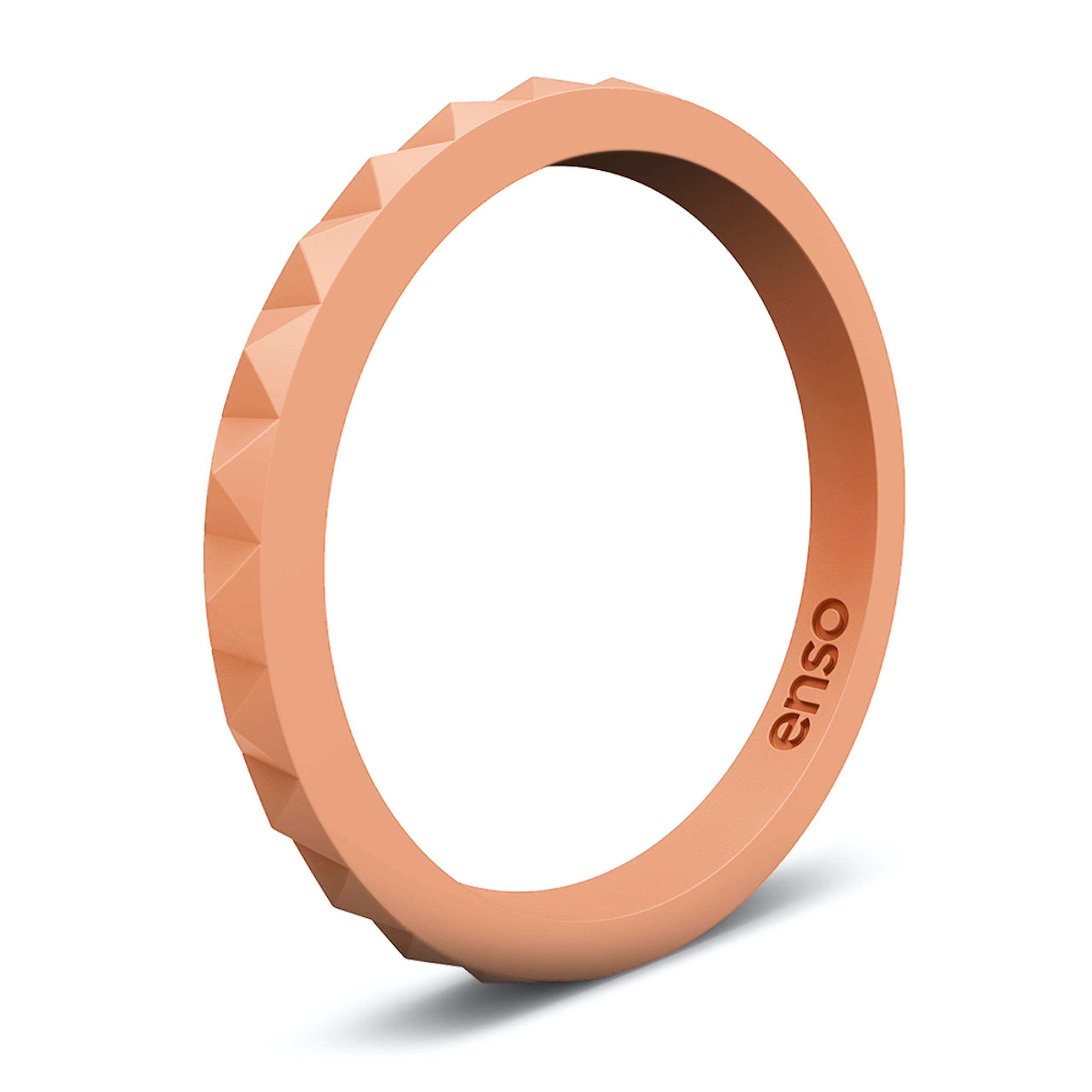 Enso Rings Stackable Pyramid Silicone Wedding Ring – Hypoallergenic Unisex Stackable Wedding Band – Comfortable Minimalist Band – 2.5mm Wide, 8mm Thick Peach. Size: 9