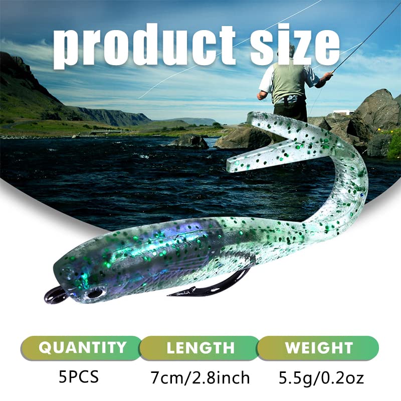 HENGJIA Pre-Rigged Weedless Fishing Lures，Paddle tail Swimbaits，Dark Sleeper Swimbait，Soft Plastic Fishing Lures，Fishing Lures for Freshwater/Saltwater，Bass Trout Crappie Walleye Pike Fishing Jigs