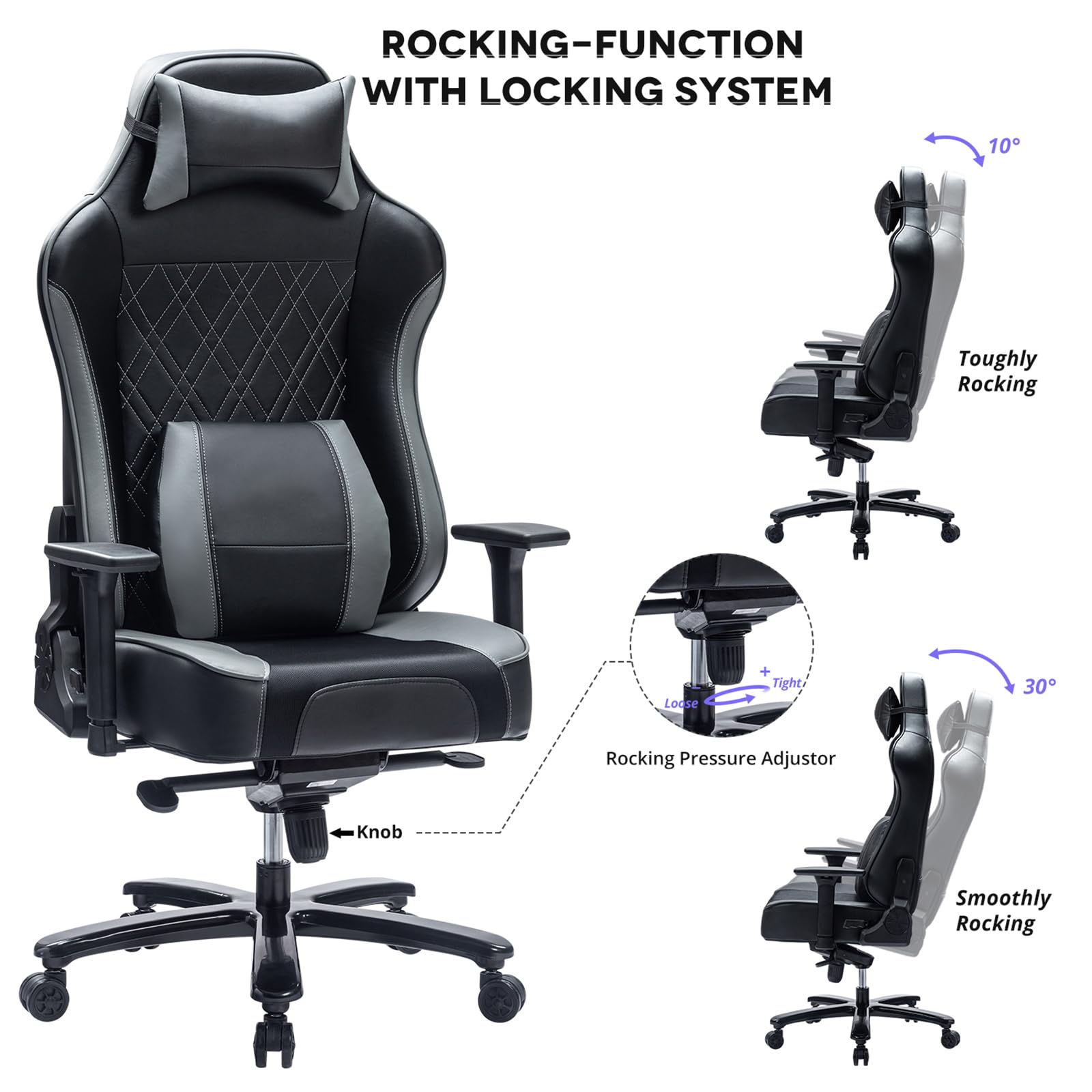 Fantasylab 400lb Gaming Chair Big and Tall Gaming Chair Breathable Computer Chair, 3-D Adjustable Armrest Air-Cooling System Heavy Duty Metal Base