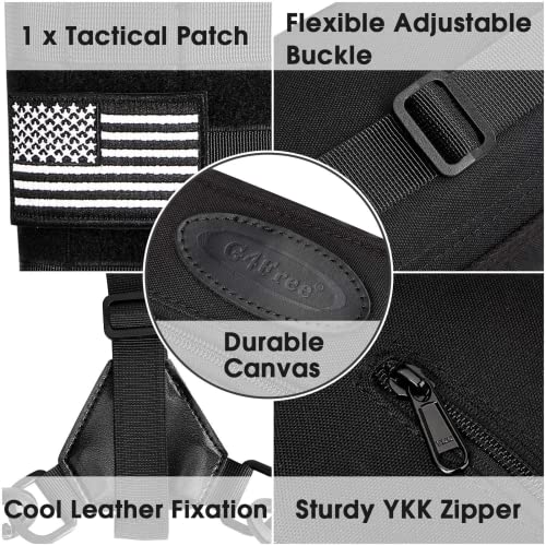 G4Free Archery Back Arrow Quiver Deluxe Canvas Arrow Holder Shoulder Hanged Hunting Target Quiver (Black with Tactical Patch)