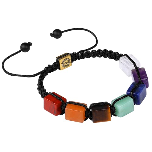 FENGSHUI-CAISHEN Chakra Bracelets, Healing Crystals Bracelet - Reiki Chakra Meditation Decor, Natural Stone and Hand-woven for Womens Mens