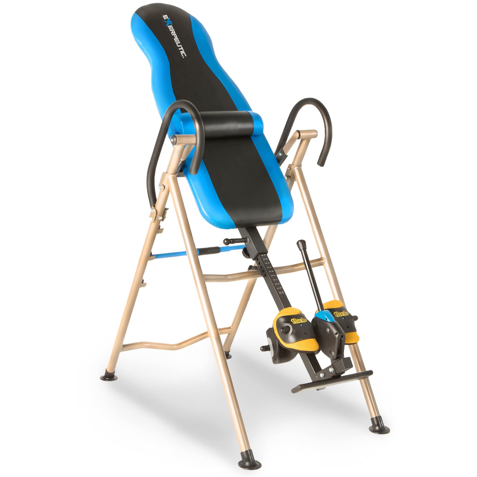 EXERPEUTIC 275SL Heat and Massage Therapy Inversion Table with NO PINCH AIRSOFT Ankle Holder and SURELOCK Ratchet System