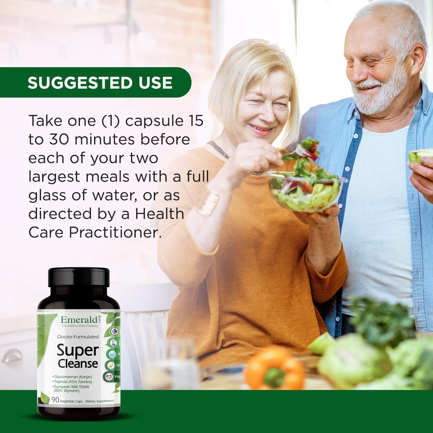 Emerald Labs Super Cleanse with Konjac Root, Triphala, Milk Thistle, and Psyllium Husk to Support Body Cleanse and Digestive System - 90 Vegetable Capsules