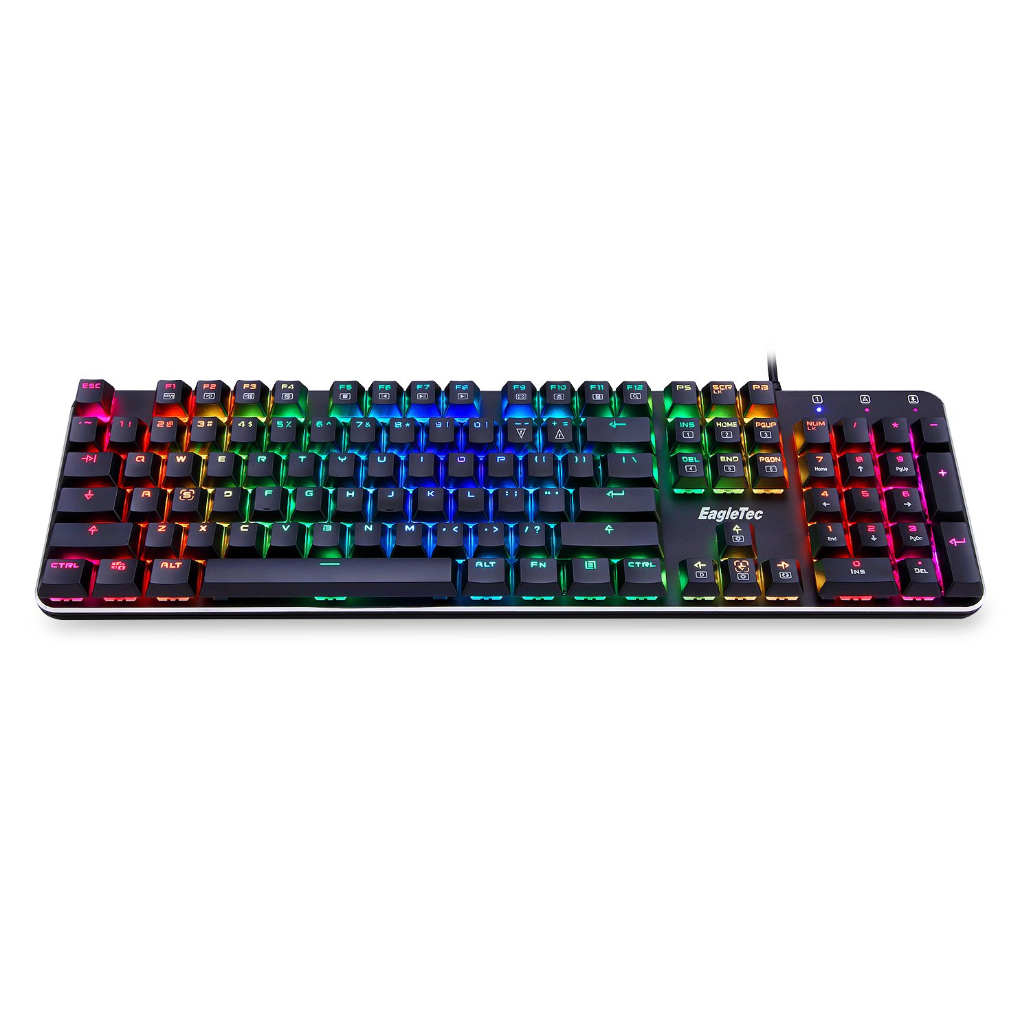 EagleTec KG050-BR RGB Backlit Mechanical Gaming Keyboard Low Profile Mechanical Gamers Keyboard 104 Key Metal Mechanical Computer USB Gaming Keyboard for PC (BLACK VERSION)