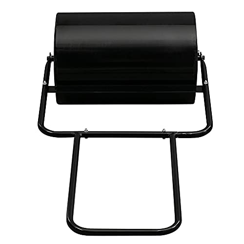 Lawn Roller, 19.5in Water and Sand Filled Garden Drum Roller with U Shaped Handle Tow beind Sod Roller for Planting, Park, Garden, Yard, Ball Field Seeding Black Iron Cylindrical