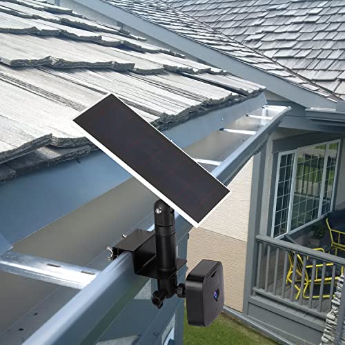 Mippko Gutter Mount for Blink Solar Panel and Blink Security Camera, No Drilling Adjustable Aluminum Alloy Mount, 2-in-1 Weatherproof Mount (Black)