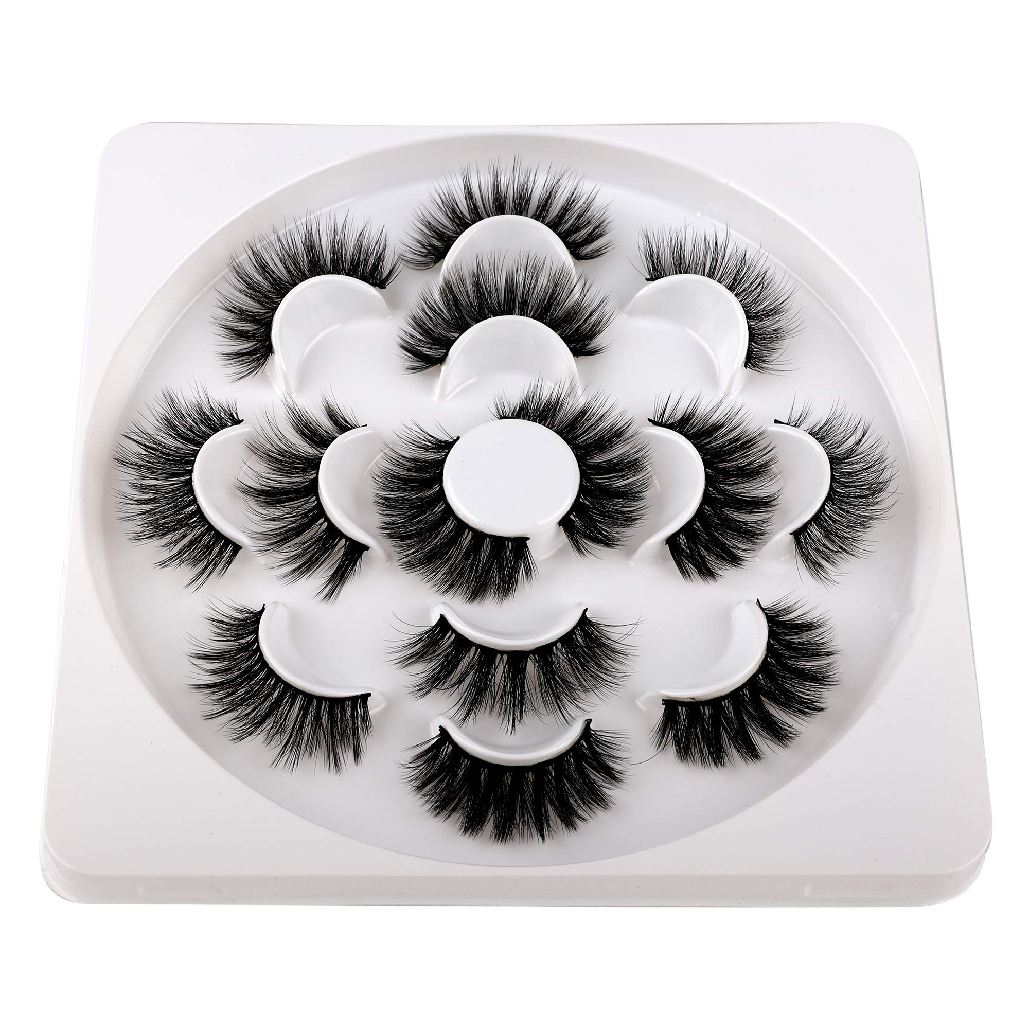 FANXITON Eyelashes Wispy Fluffy Faux Mink Lashes Fluffy 3D Effect Fake Lashes Volume Lashes 7 Different Styles False Eyelashes With Glue 7 Pairs Pack