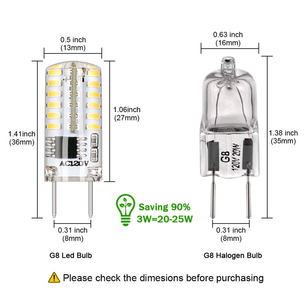 G8 LED Bulb Dimmable Replacement for Halogen Bulb Small T4 Led Light Bulbs 20W Xenon Under Cabinet 3W Warm White 3000K 12 Pack