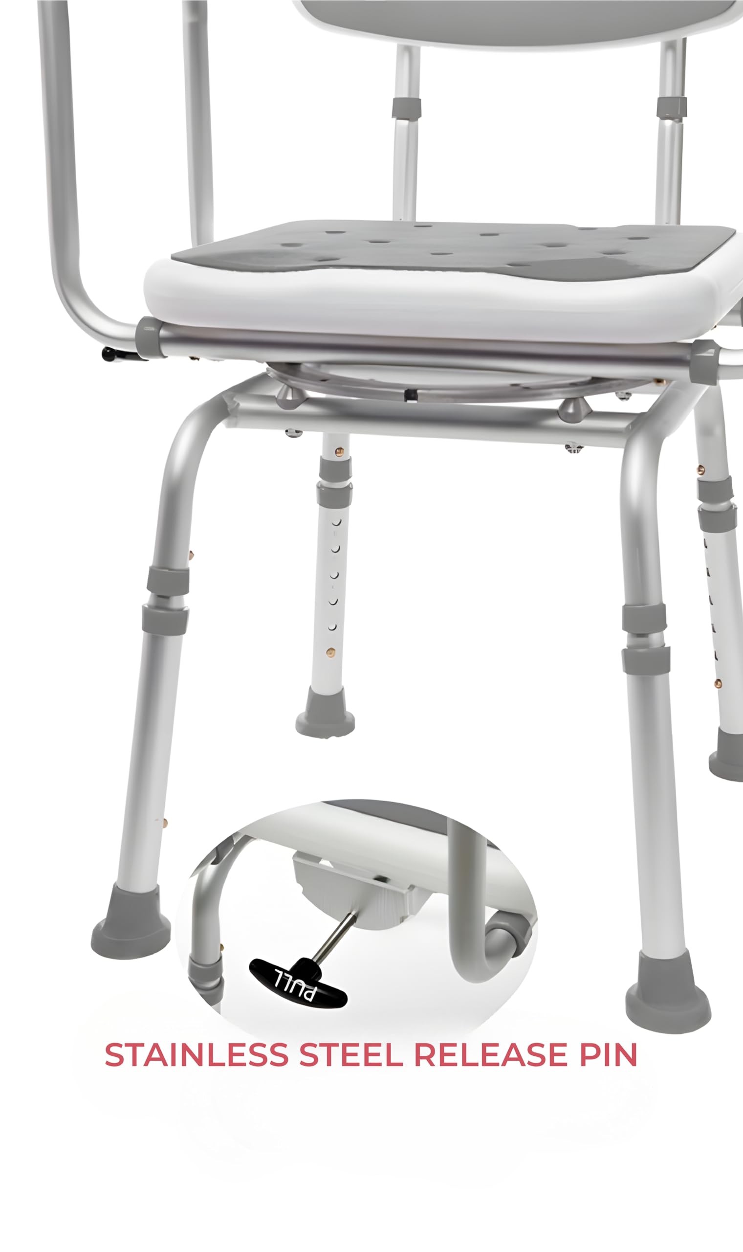 MOBB Premium Bathroom Swivel Shower Chair Bath Bench with Back, 360 Degree Swivel Seat with Locking Mechanism