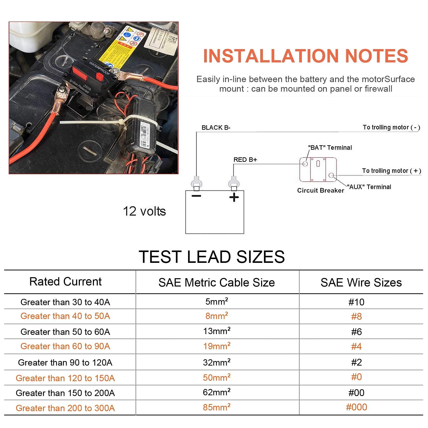 Erayco 150 Amp Circuit Breaker with Manual Reset for Car Marine Trolling Motors Boat ATV Manual Power Protect for Audio System Fuse, 12V-48VDC, Waterproof (150A)