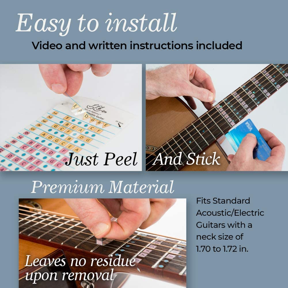 Fantastic Finger Guide for Acoustic and Electric Guitars | Guitar Accessories | Fretboard and Fingerboard Stickers | Guitar Learning Tools | Guitar Stickers | Learn to Play Guitar | Frets 1-12