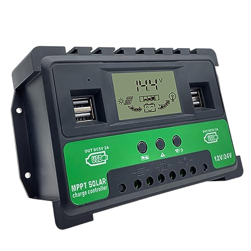 FLTXNY POWER PV MPPT Charge Controller 60A 12V 24V Auto Solar Panels Battery Regulator Boost Photovoltaic System 720W-1440W Charging Regulators LCD Display for Lithium Battery