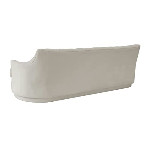 TOV Furniture Peyton 27" H Transitional Velvet and Pine Wood Sofa in Light Gray
