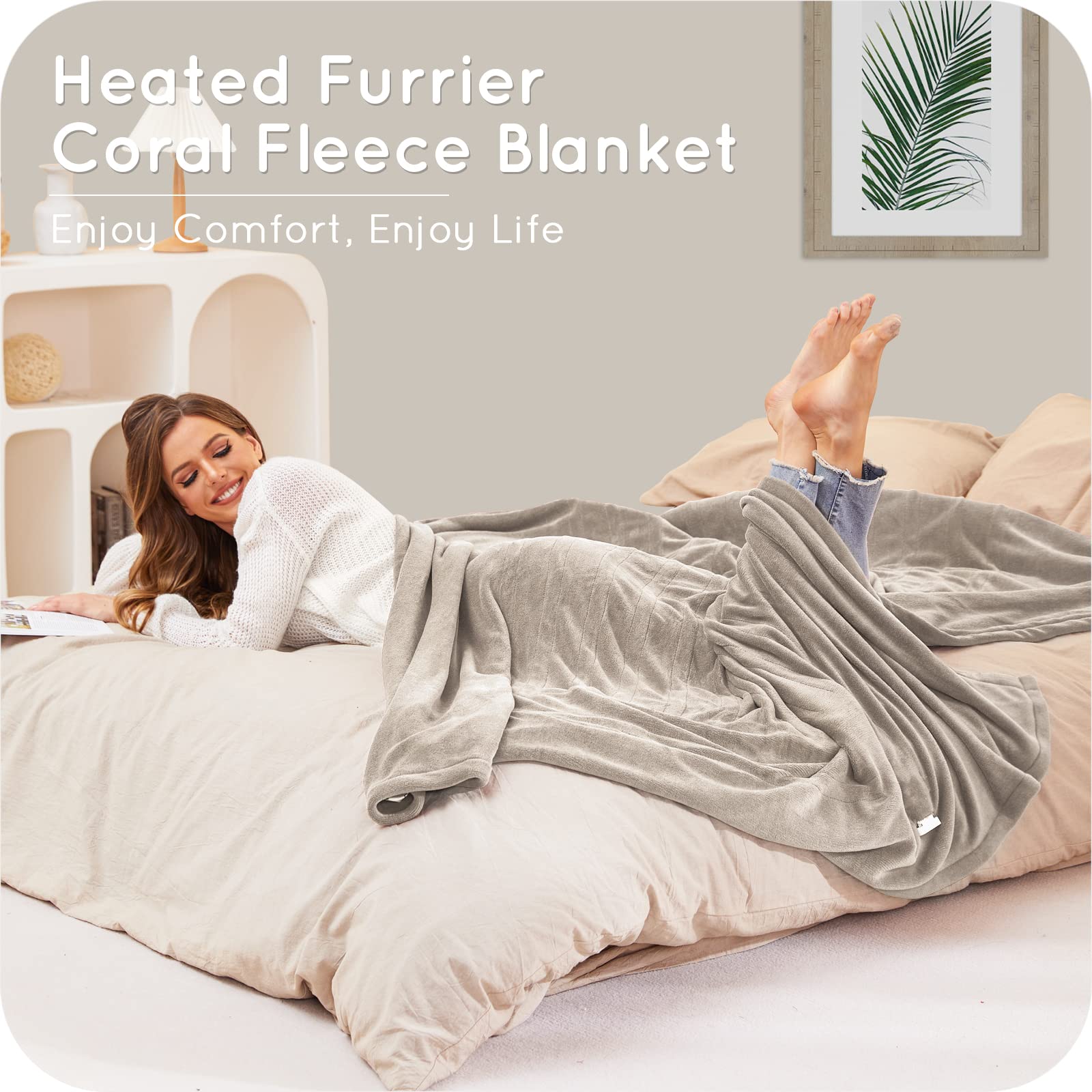 Electric Heated Blanket 72"x84" Full Size with 4 Heating Levels and 10 Hours Auto-Off Large Oversized Heating Blanket with Soft Plush Fabric for Bedding- Cherry Red