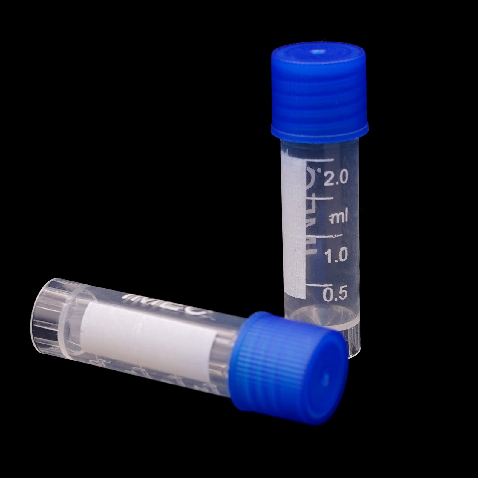HHNIULI 2ml Graduated Plastic Vial Tube with Cap, 200 PCS Sample containers Plastic Vials Screw Cap Storage Tubes Plastic Test Tubes with Blue Screw Caps