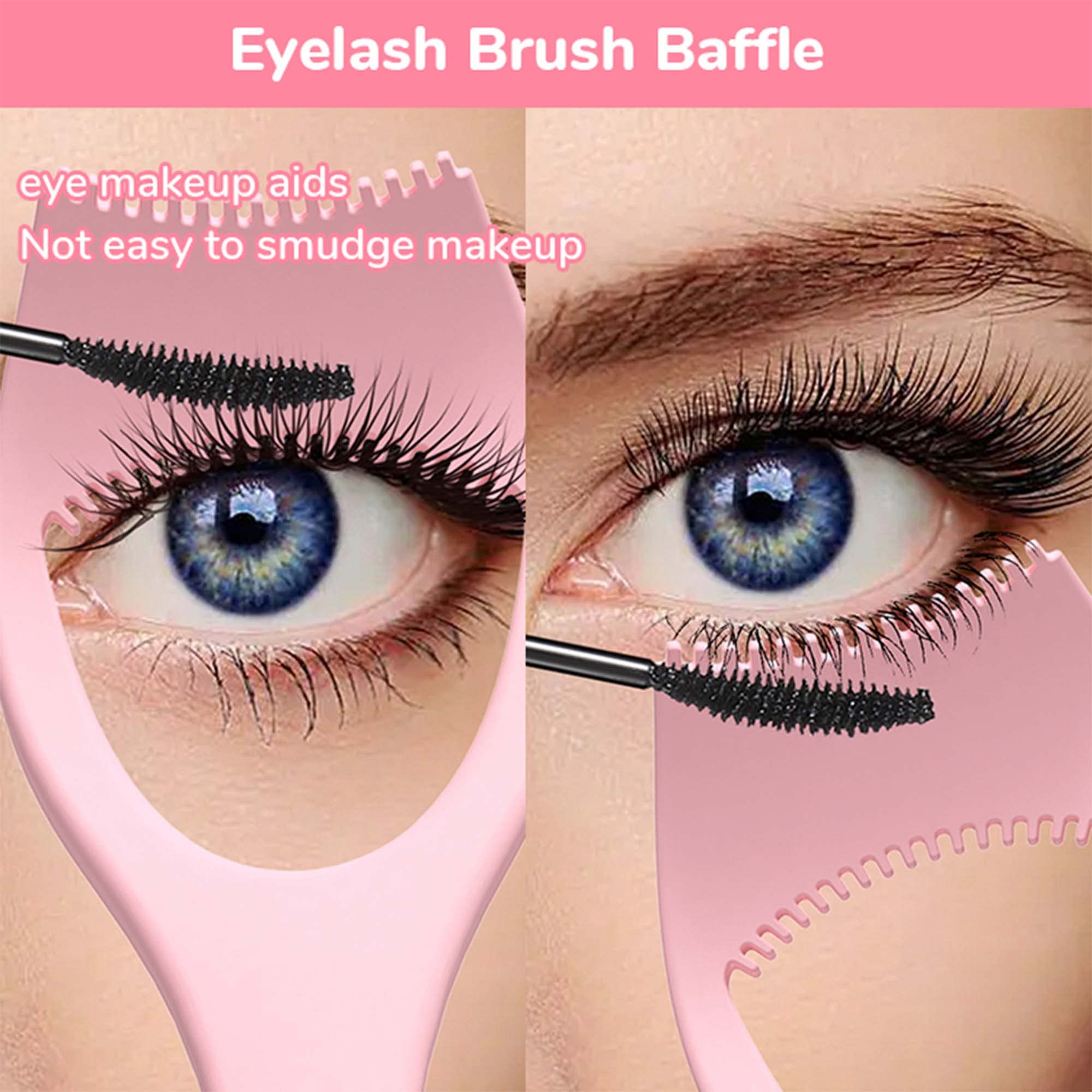 Mascara Shield Applicator Guard | Silicon Eyeliner tool | Upper and Lower Eye Lash Shield for Applying Lashes | Reusable Makeup Mascara applicator tool | Pink, 0.96 ounces, 1.0 Count, (Pack of 1)