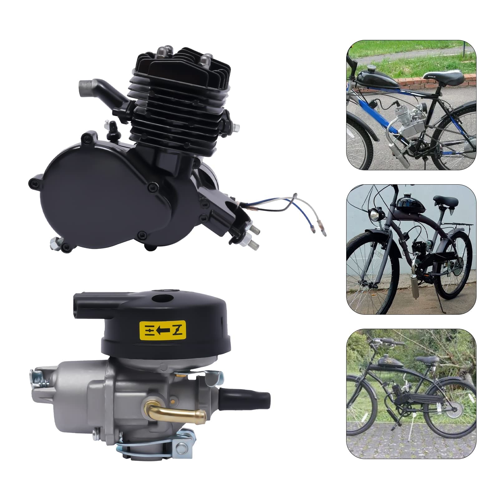 DYRABREST Bicycle Engine Kit, 80cc 2-Stroke Engine Motor Kit with LCD Bike Wired Computer, Bicycle Motor Engine Kit for 26" Bike, Mountain Bikes, Road Bikes
