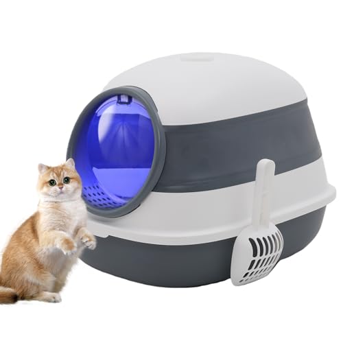 EAPURA Cat Litter Box with Automatic Sand-Proof cage&Cat Plastic Scoop,Self Cleaning cat Litter Box,Enclosed Litter Box,Deodorization Function, and Easy to Clean Splash-Proof Adult cat Toilet (grey1)