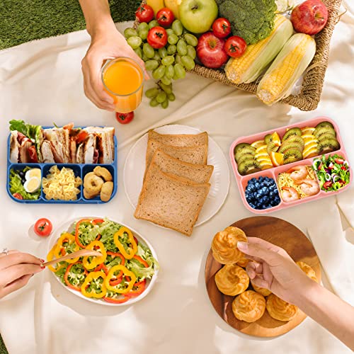 QQKO Bento Box Adult Lunch Box, Lunch Containers for Adults, 1200 ML Food Container With 4 Compartments, Including 4 Muffin Cups, Utensils Set, Sauce Jar, Leak-Proof, Microwave, Dishwasher Safe, Blue
