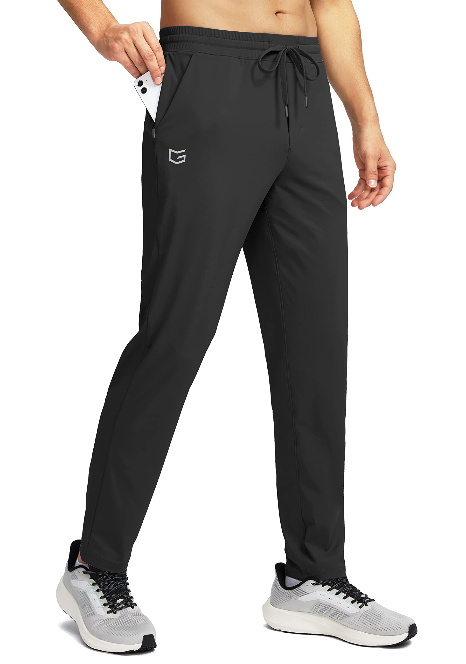G Gradual Men's Sweatpants with Zipper Pockets Tapered Track Athletic Pants for Men Running, Exercise, Workout (2 Pack: Black/Silver Grey, Medium)