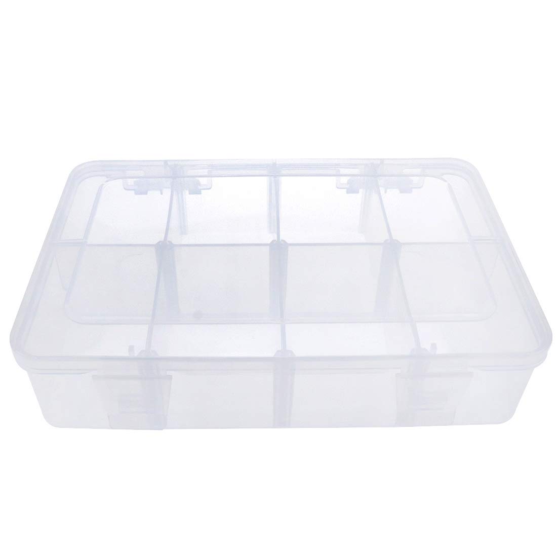 Xiaoyztan 8-Grid Snack Box Container with Removable Dividers Plastic Organizer Box for Candies Snacks Electronics Jewelry Small Parts (7.3in x 4.9in)