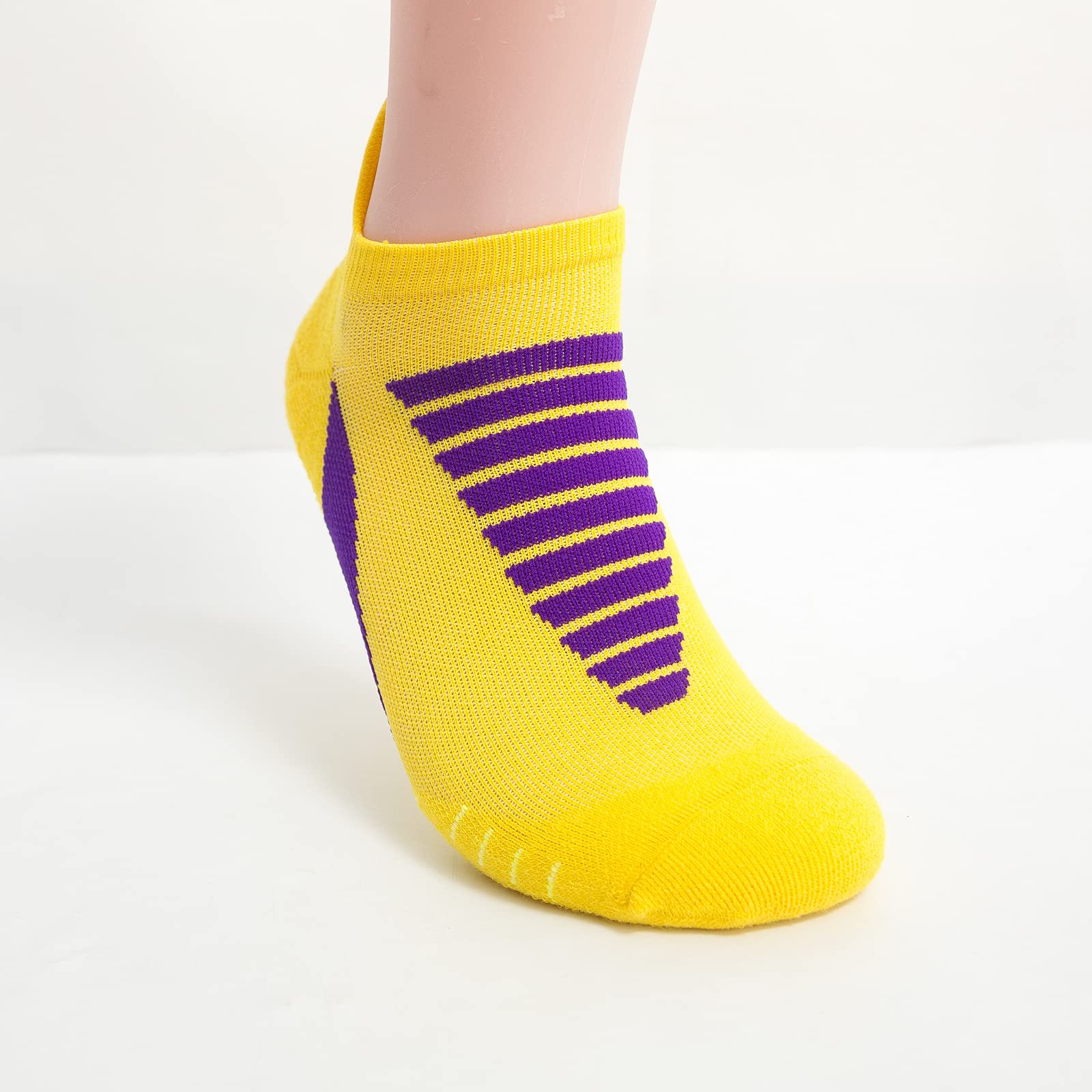 FOOT AMAZING Men’s Athletic Socks Low Cut Cushion Compression Coolmax Running Socks Breathable Comfort for Sports (A-Yellow)