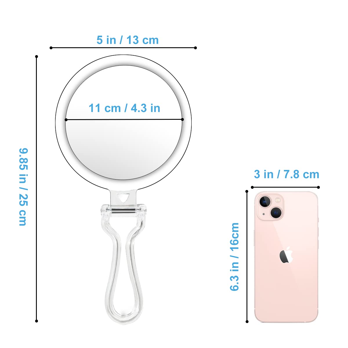 MGLIMZ 1X 20X Magnifying Travel Mirror, Hand Mirror Double Sided with Handle, Foldable Handheld Makeup Mirror with Magnification, Desk Small face Mirror