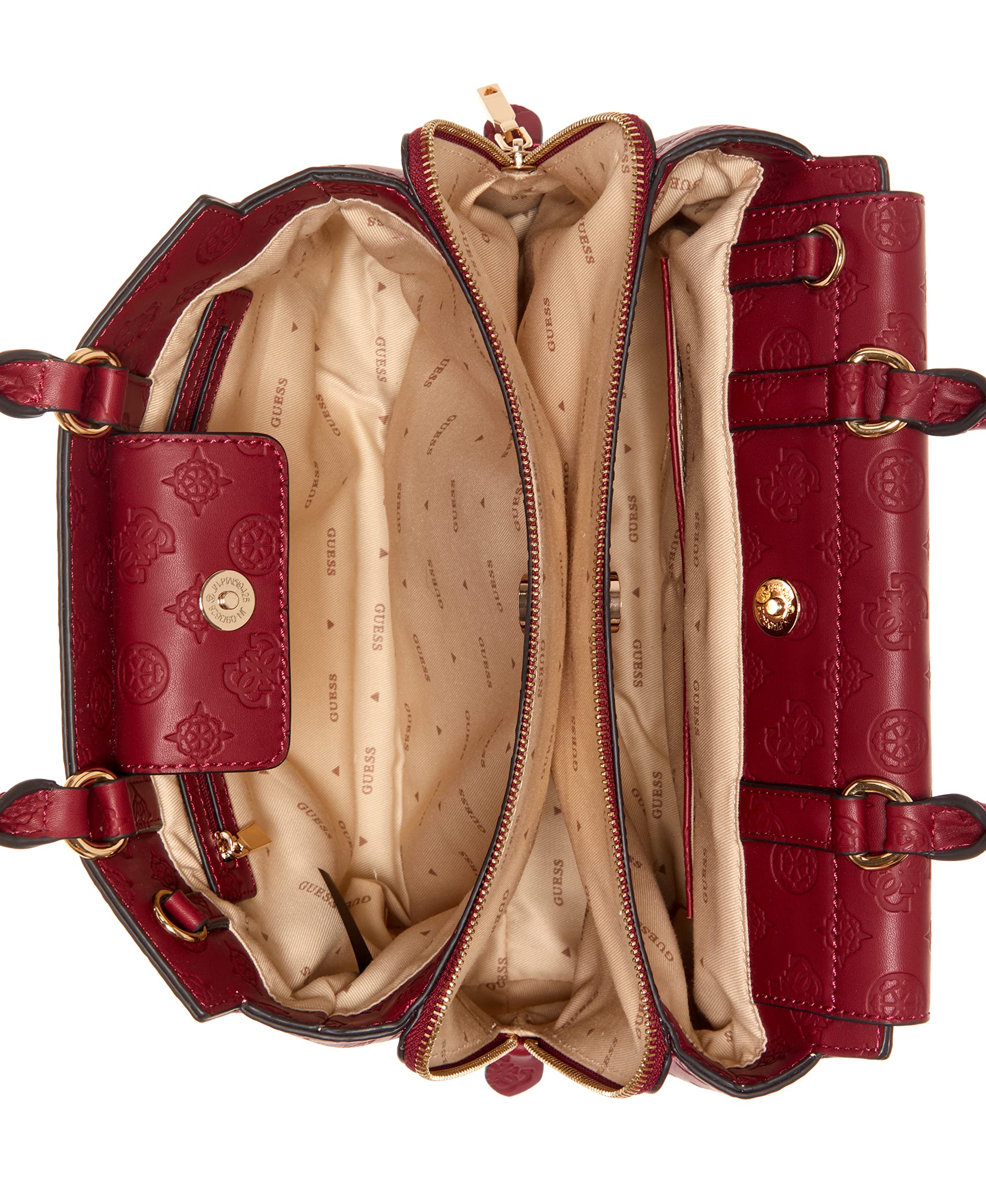 GUESS Womens Sirrah Girlfriend Satchel, Merlot Logo, One Size US
