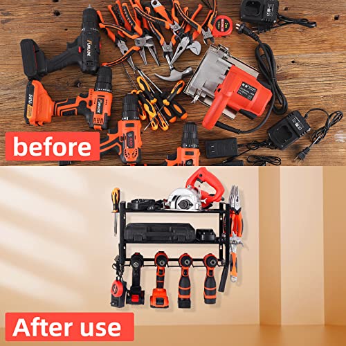QiCHo Tool Organizer Holder Wall Shelf- Power Drill Storage Rack Heavy Duty Tool Box Organizers and Storage