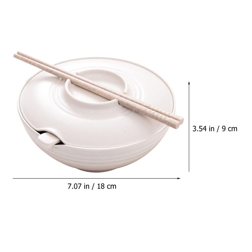 Kichvoe 1 Set Instant Noodle Bowl Rice Bowl Porcelain Ramen Bowl Ramen Bowl with Chopstick Ceramic Bowl with Lid Fruit Bowl Melamine Bowls Dessert Cereal Ceramics White Unbreakable Bamboo