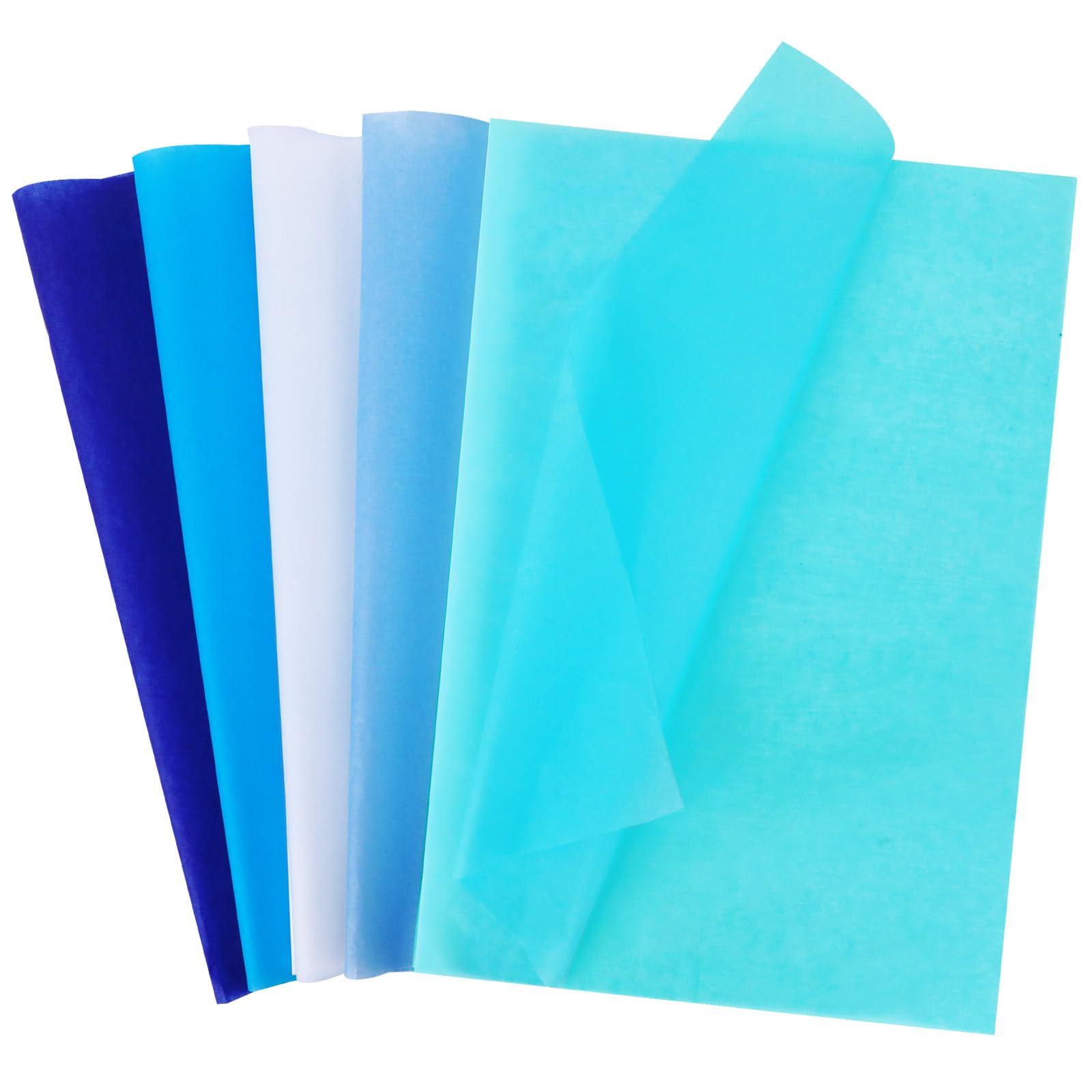 SANNIX 100 Sheets Winter Blue Tissue Paper Wrapping Paper for Gift Bags Hanukkah Christmas Holidays Birthday Baby Shower Party Decoration DIY Crafts Gift Packing 19.7 ×13.8 Inch (5 Colors)