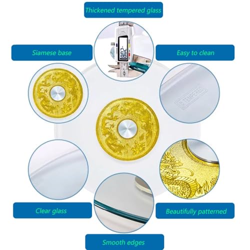 Glass Lazy Susan Turntable - 28in Round Turntable Rotating Serving Tray for Dining Table, Lazy Susan Heavy Duty Turntable Table Top Centerpiece Silent & Smooth ( Color : Clear-A , Size : 24in/60cm )