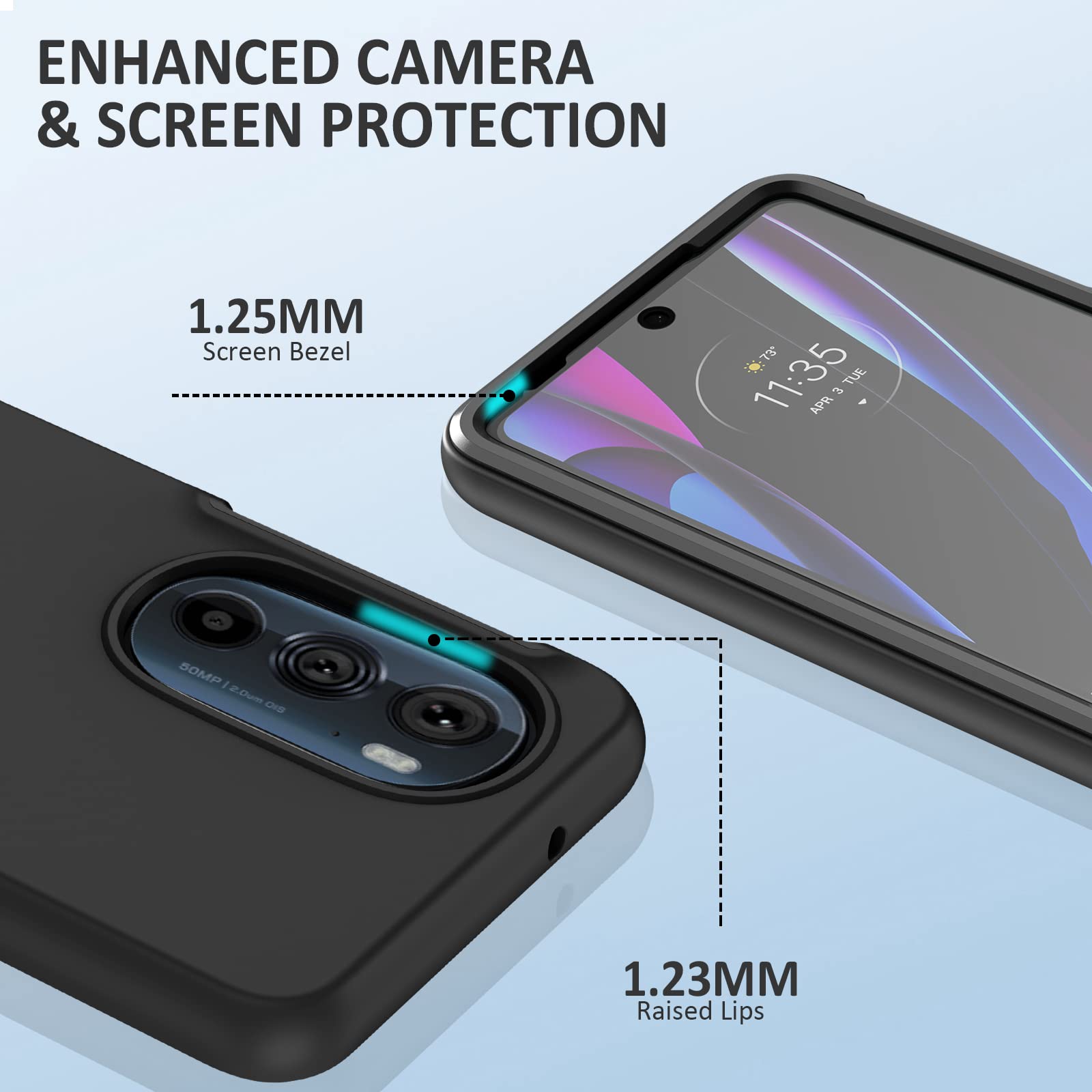 for Motorola Edge Plus 2022 Case: Moto Edge Plus 5G UW 2022 Case - Silicone Shockproof Phone Cover Slim Rugged Full Protection Case - Tough Drop Proof Bumper (Black) ๐๐๐ ๐๐ค๐ง ๐๐๐๐ ๐ฎ๐ฌ๐ฎ๐ญ