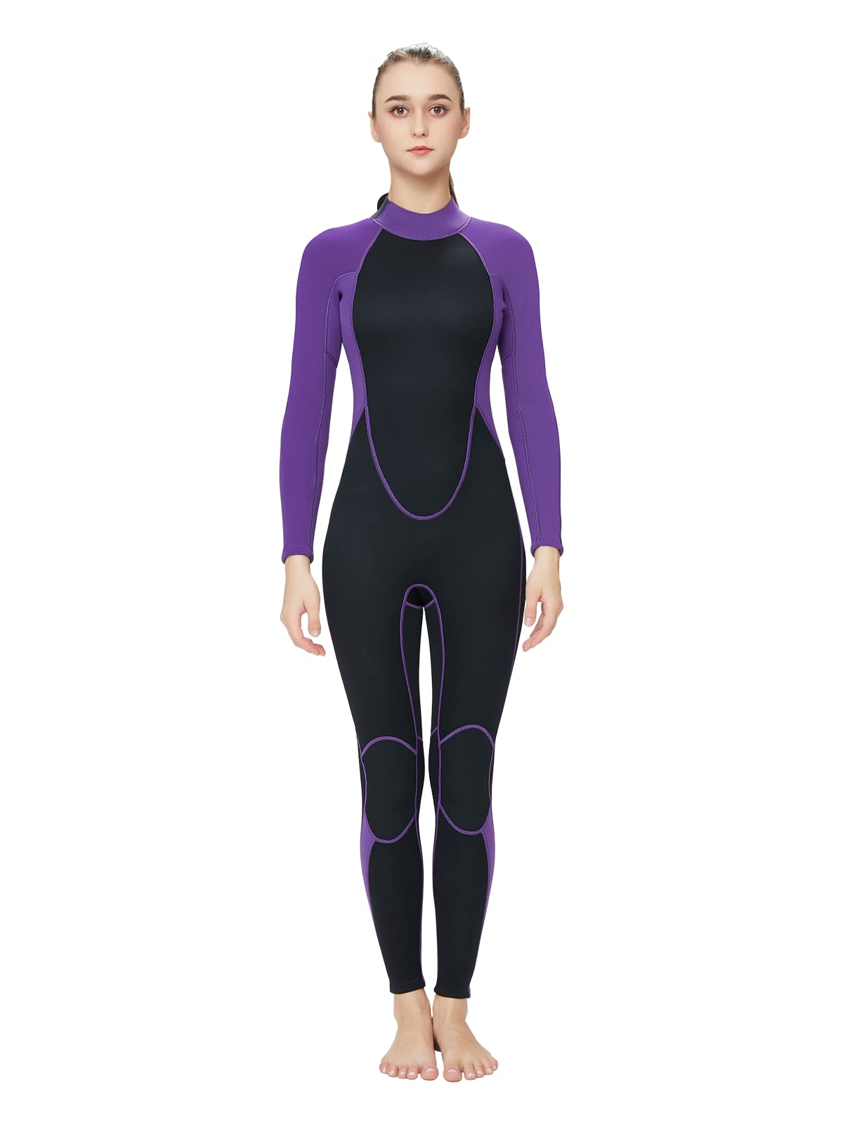 FLEXEL Full Body Wetsuit Men and Women 3mm Neoprene Keep Warm Back Zipper for Diving Surfing Snorkeling Kayaking Water Sports(S)