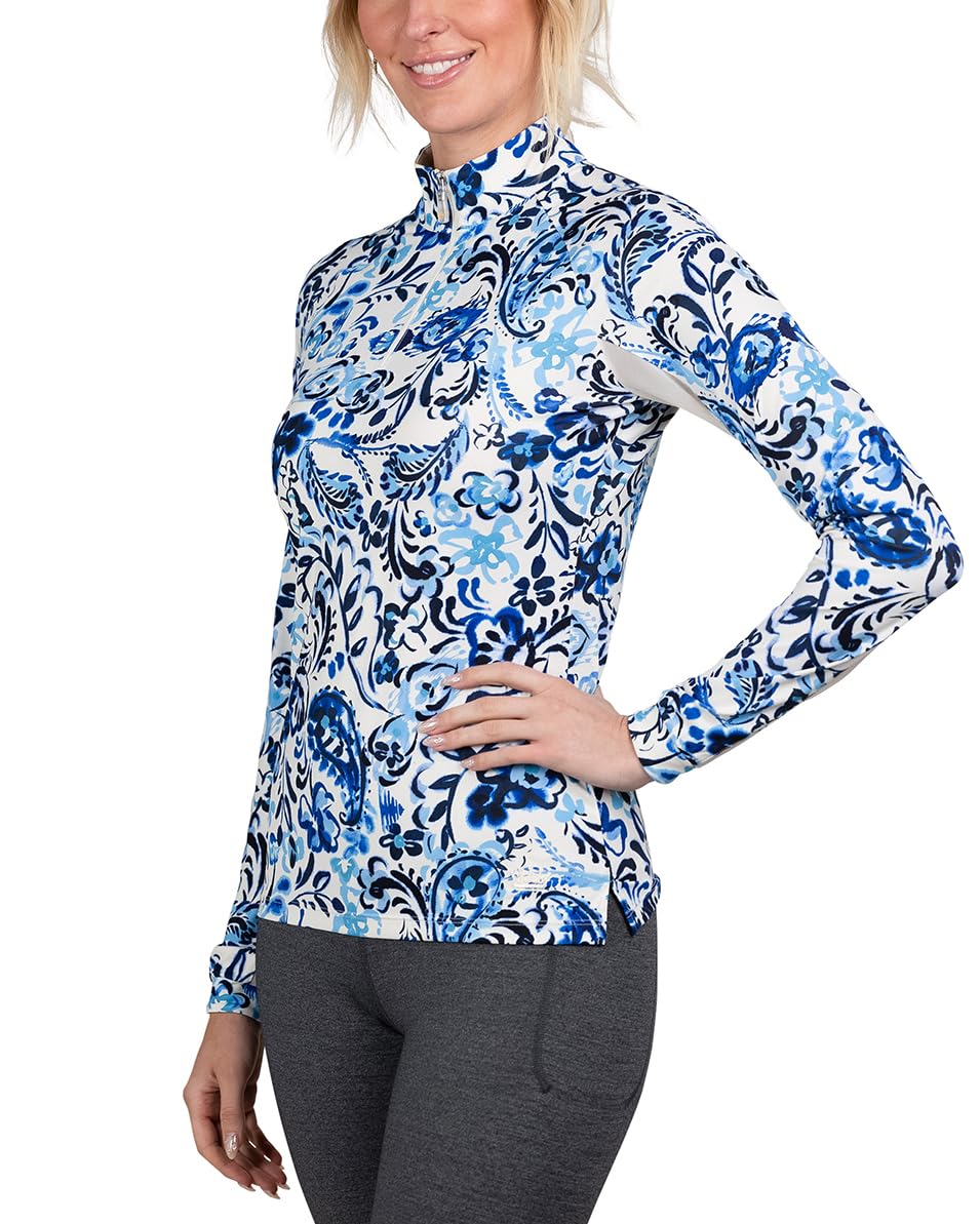 Kastel Denmark Womens Raglan Moisture Wicking Base Layer Activewear | Slim Fit | Sun Protection Clothing | 1/4 Zip Golf, Outdoor Apparel