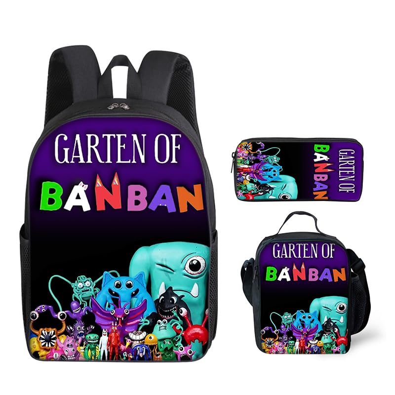 Garten of Banban School backpack with Pencil Boxes and Lunch Boxes for Kids 3Pcs Toddler Backpack School Bags Bookbag