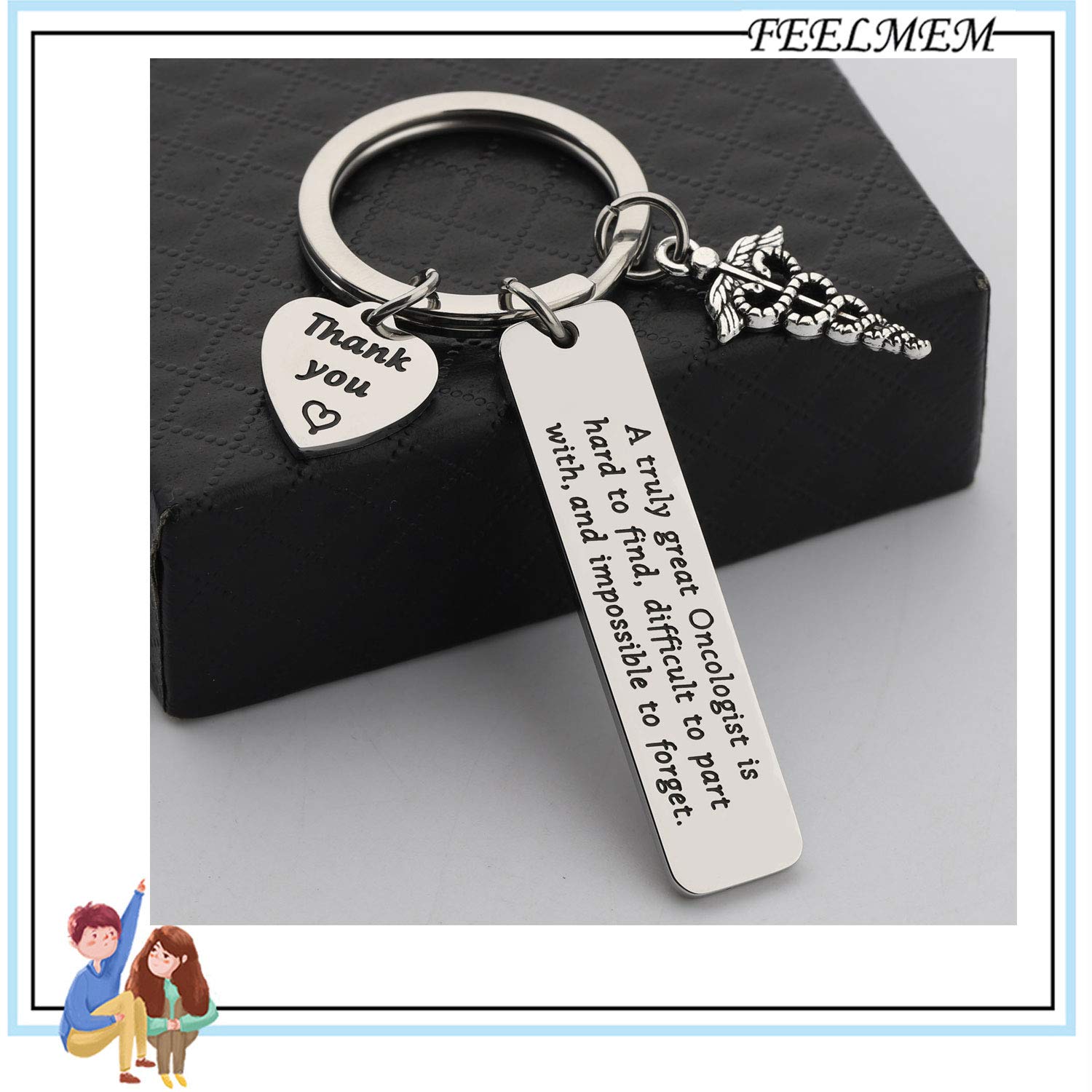FEELMEM Oncologist Keychain Oncologist Gift A Truly Great Oncologist is Hard to Find and Impossible to Forget Keychain Thank You Gift Retirement Gift for Oncology Doctor (Silver)