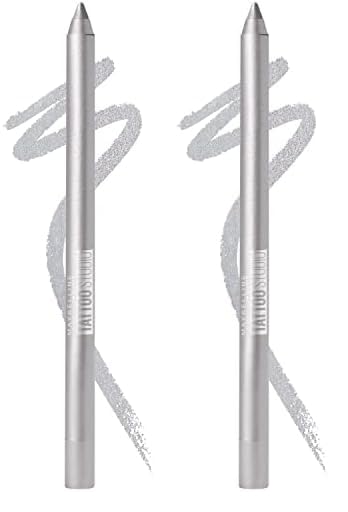 Maybelline TattooStudio Sharpenable Gel Pencil Longwear Eyeliner Makeup, Sparkling Silver, 0.04 oz. (Pack of 2)
