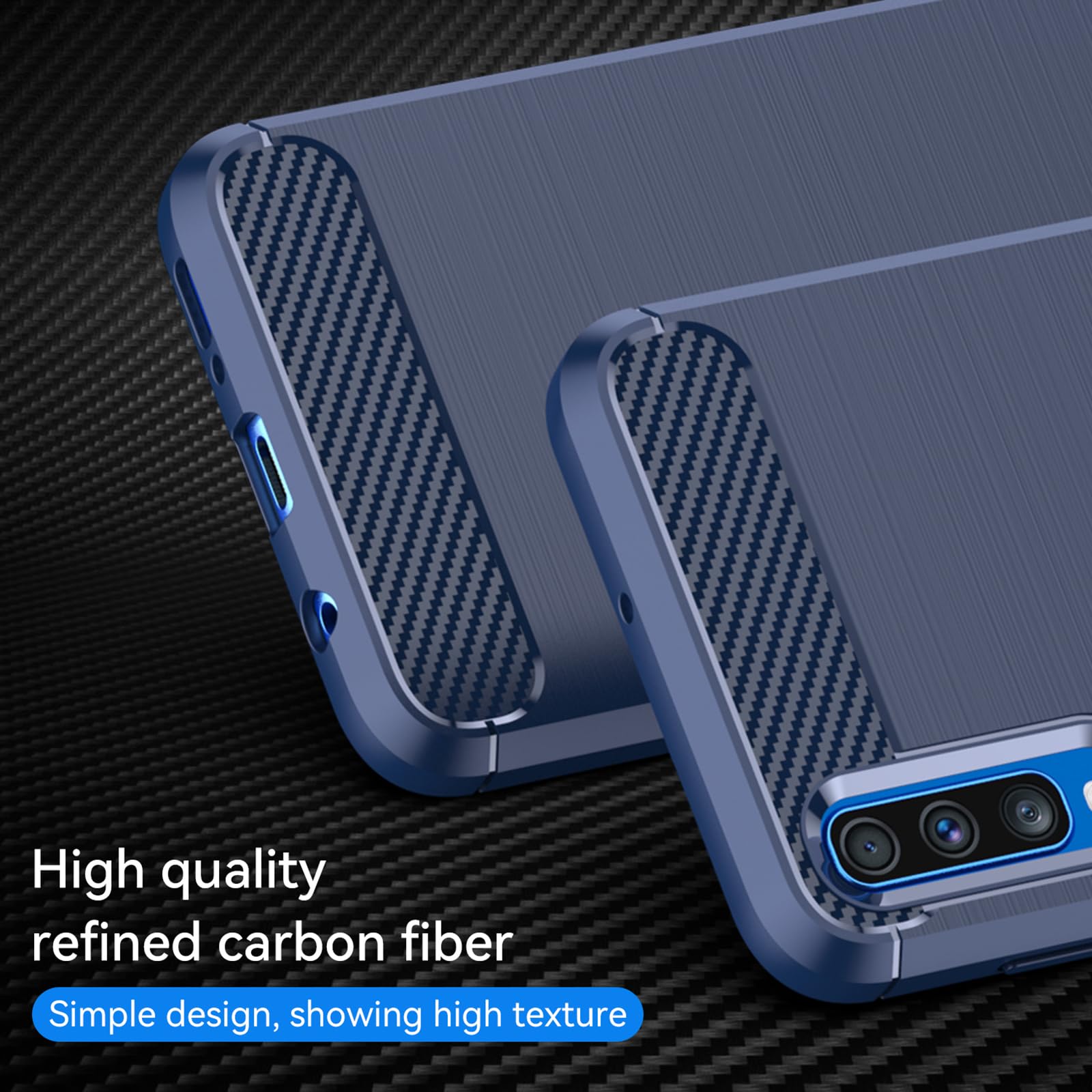 EUAGVQY for Samsung A50 Galaxy A50 Galaxy A50S Case Carbon Fiber Soft TPU Anti-Slip Durable Lightweight Protective Phone Cover for Samsung Galaxy A50(Blue)