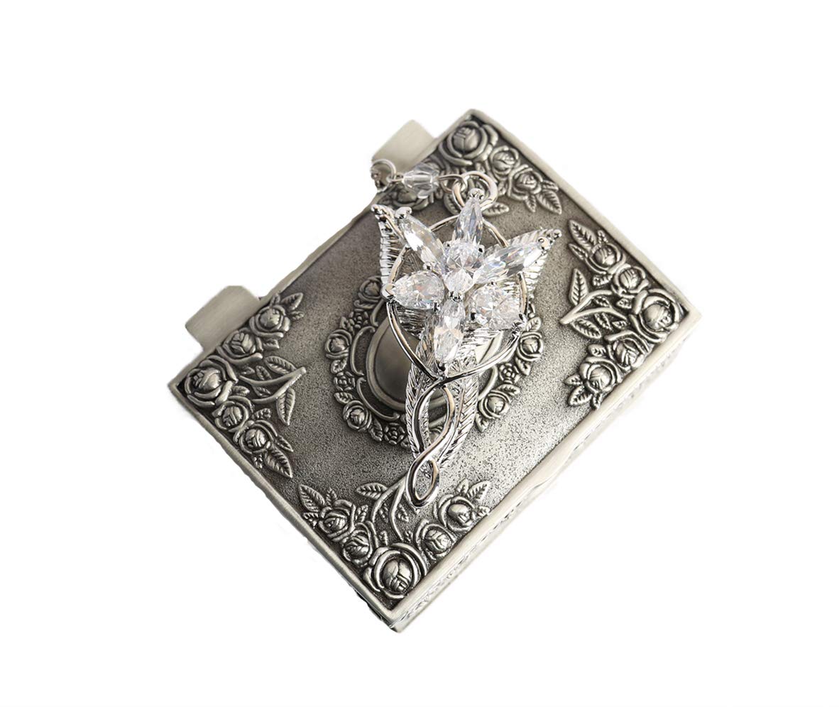 FARBLAZING Silver Plated Arwen's Evenstar Crystal Pendant Pendant Necklace with Jewelry Box Women,Girls (NE-Arwen new)