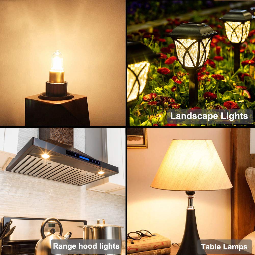 G4 Light Bulb, G4 Halogen Bulbs 20W, 10PCS G4 Bulb 12V AC/DC Dimmable, G4 Bi-Pin Base 2800K Warm White with Long Lasting Lifetime, High Brightness 300LM T3 JC Type, G4 Light for Cabinet Light Bulbs.