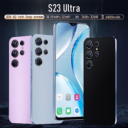 QIMHAI 6.82Inch Unlocked Cell Phone Android Phones 3GB RAM+32GB ROM Full Screen Straight Talk Phone Glass Back Cover Boost Mobile Phones Smart Phones Unlocked New for Android10.0 (Black)