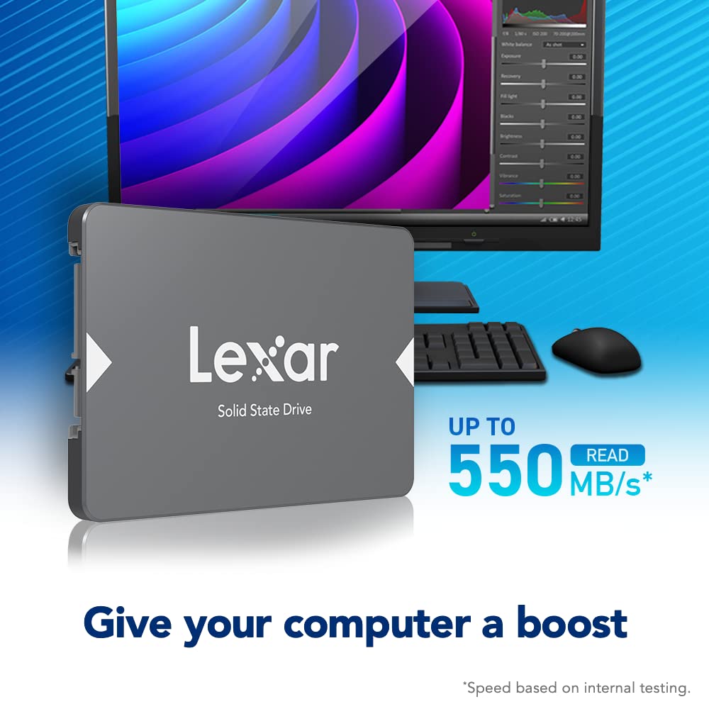 Lexar NS100 1TB 2.5โ SATA III Internal SSD & NS100 512GB 2.5โ SATA III Internal SSD, Solid State Drive & NS100 256GB 2.5โ SATA III Internal SSD, Solid State Drive, Up to 520MB/s Read (LNS100-256RBNA)