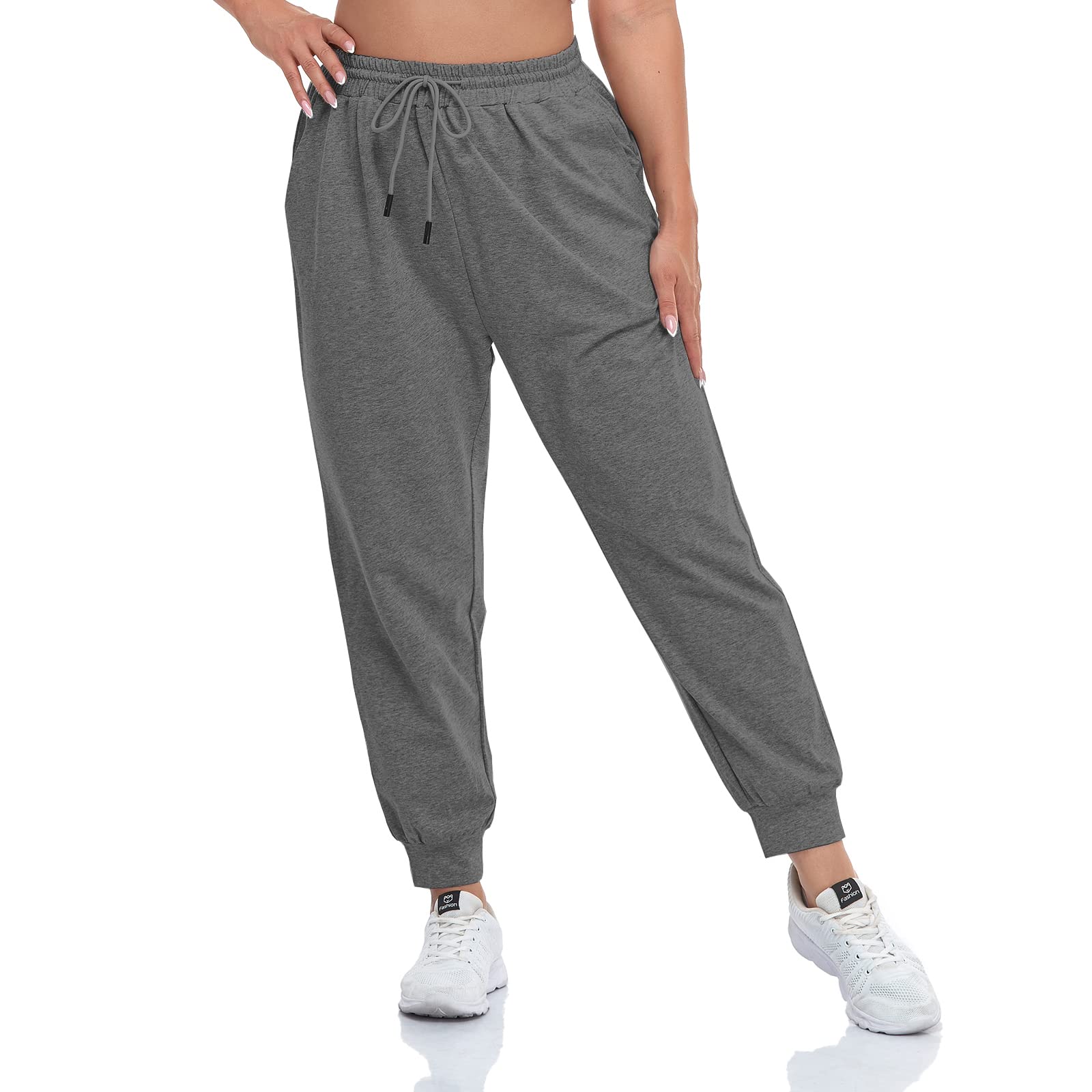 Heyitsmee Plus Size Pants for Women Active Casual Joggers Comfy Yoga Pants with Pockets Drawstring Workout Pants (2X, Dark Grey)