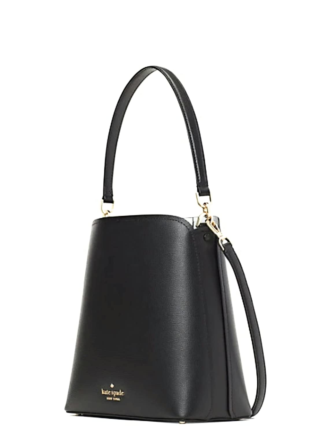 KATE SPADE DARCY LARGE BUCKET CROSSBODY SHOULDER BAG PURSE BLACK LEATHER