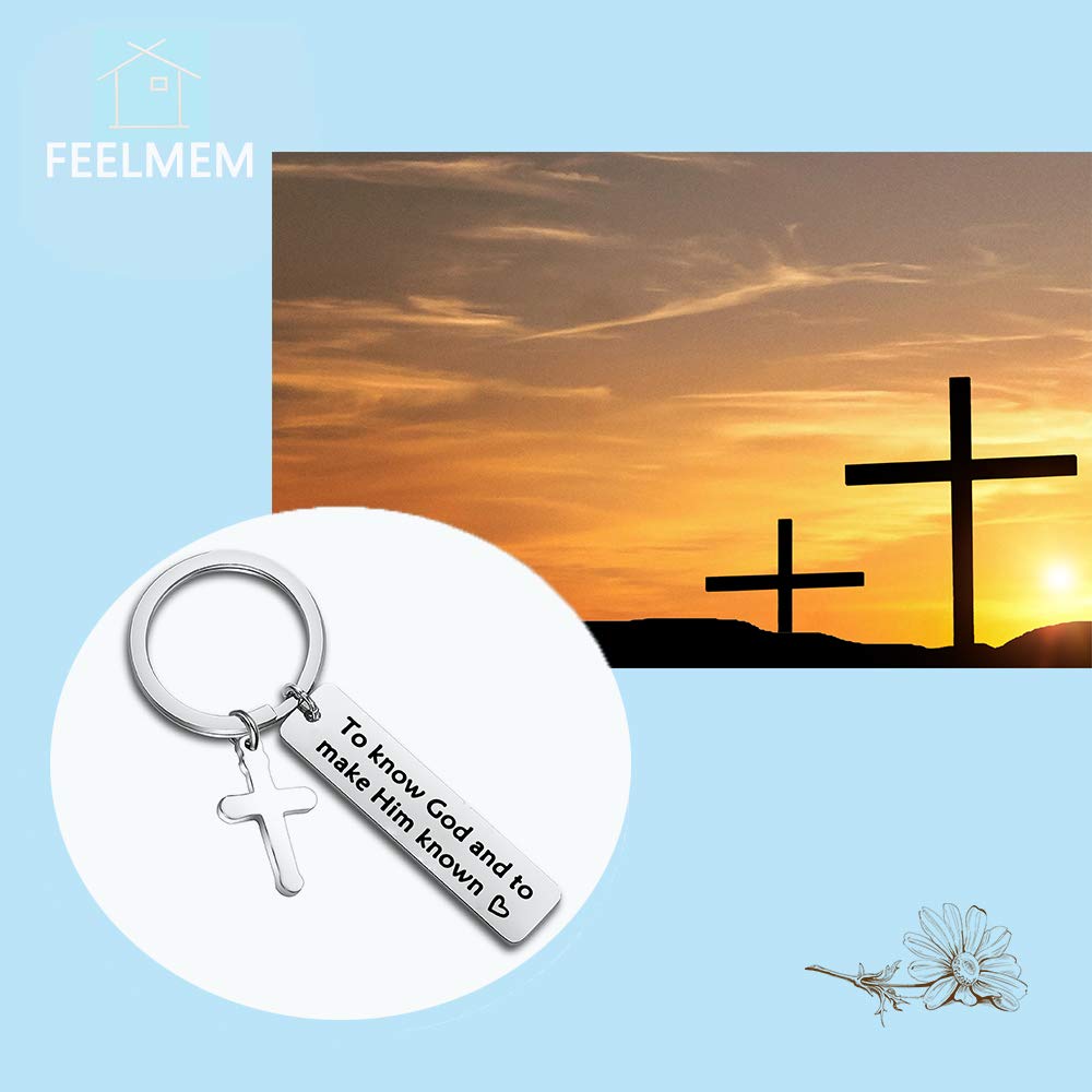 FEELMEM Religious Conversations Keychain To Know The God And Make Him Known Keychain Bible Verse Jewelry Christian Gifts (Silver)
