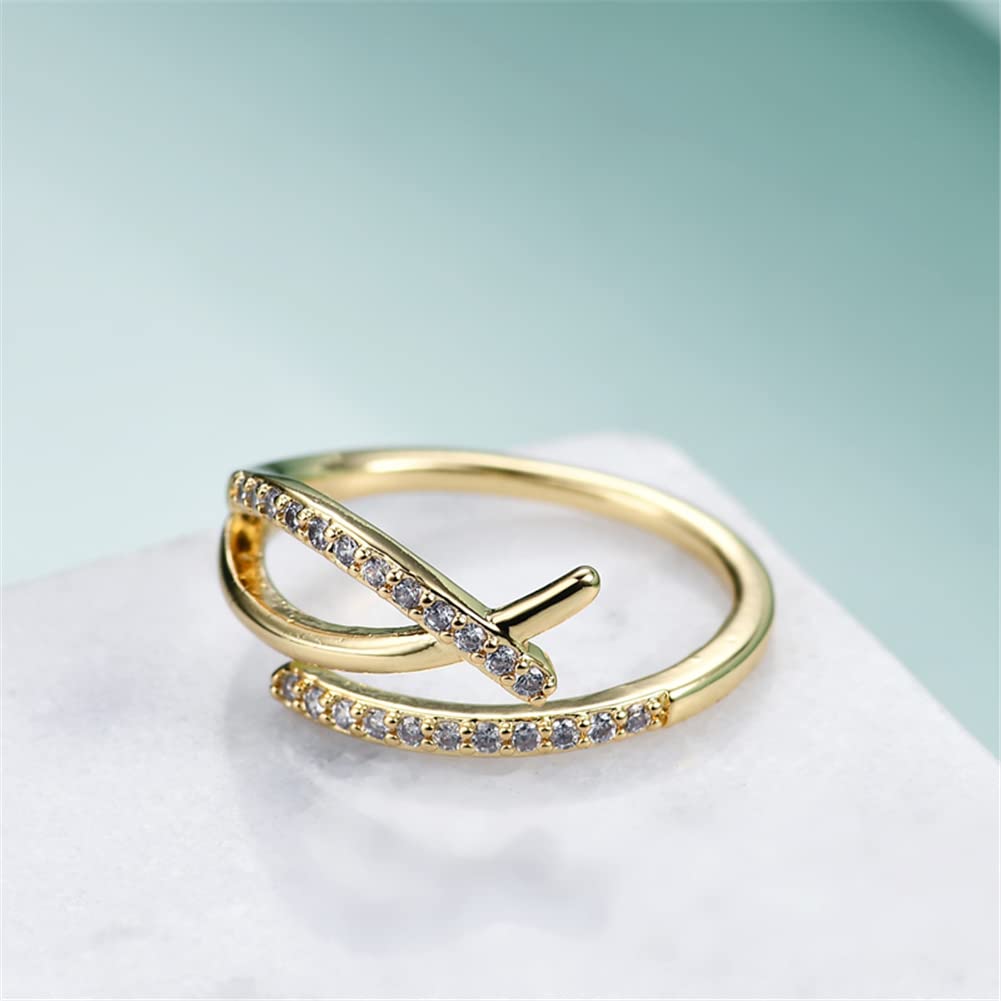 Flower Valley 18K Gold Plated Cubic Zirconia Open Twist Eternity Band for Women