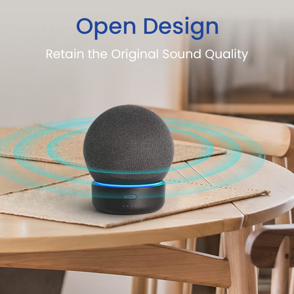 GGMM D5 Echo Dot Battery Base 5th Generation, Echo Dot 4th & 5th Generation Battery Base, Portable Battery Charging Dock, Black (Not Include Alexa Echo Dot or Power Cord)