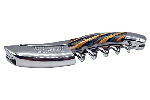 Laguiole En Aubrac Sommelier Waiter's Corkscrew, Samba Wood With Brown Veins Handle, Wine Opener With Foil Cutter & Bottle Opener, Stainless Steel Shiny Bolsters