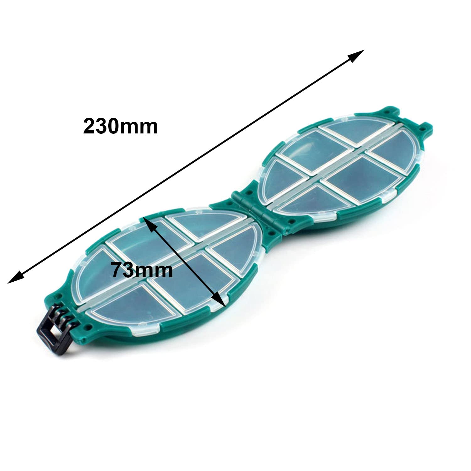 heyous 2pcs Turtle Shaped Fishing Storage Box 12 Compartments Fishing Tackle Accessory Storage Box Green